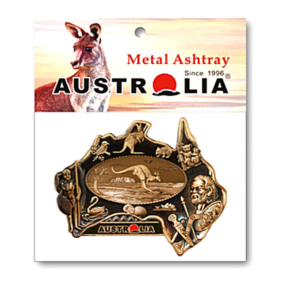 Copper Kangaroo Australian Map Ashtray – Oz Australia Souvenirs