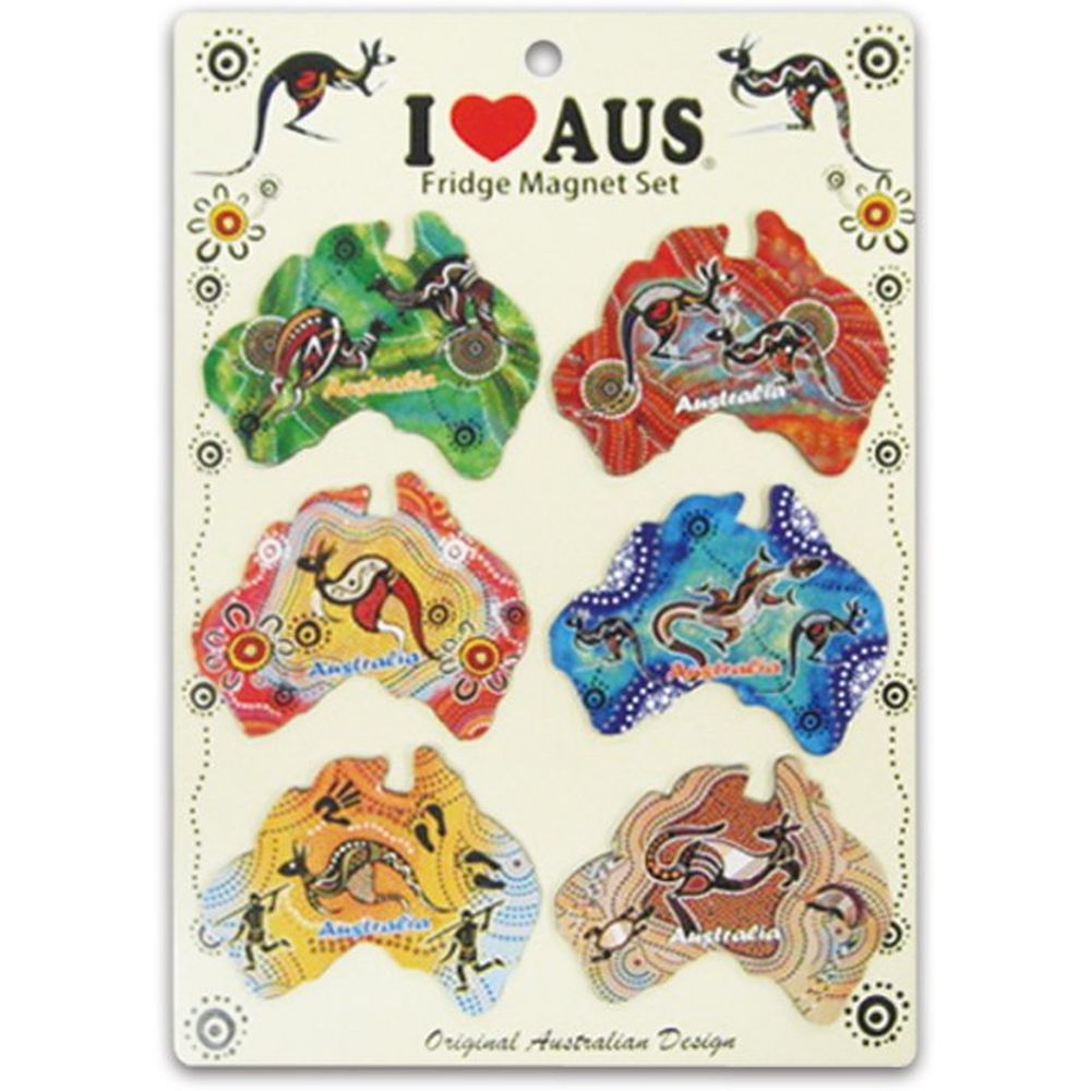 Aboriginal Art Map Magnet Set – Oz Australia Souvenirs
