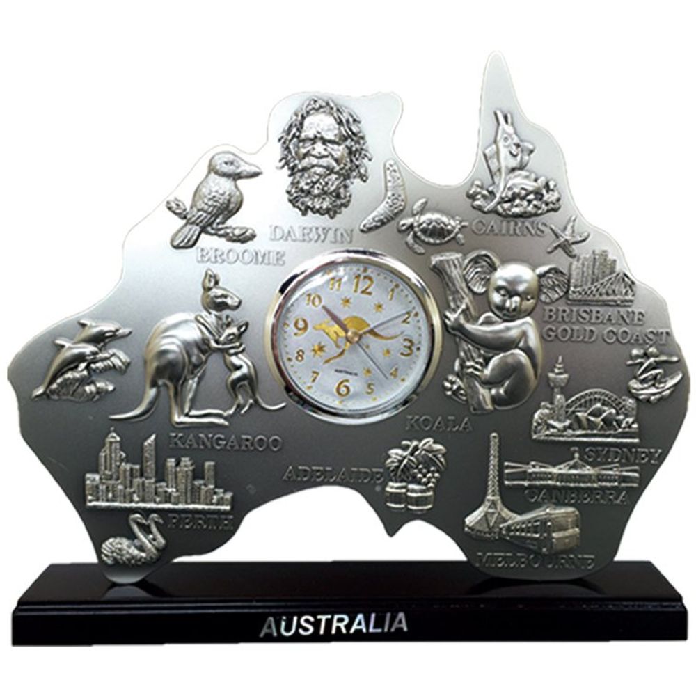 Map Pewter Map Clock – Oz Australia Souvenirs