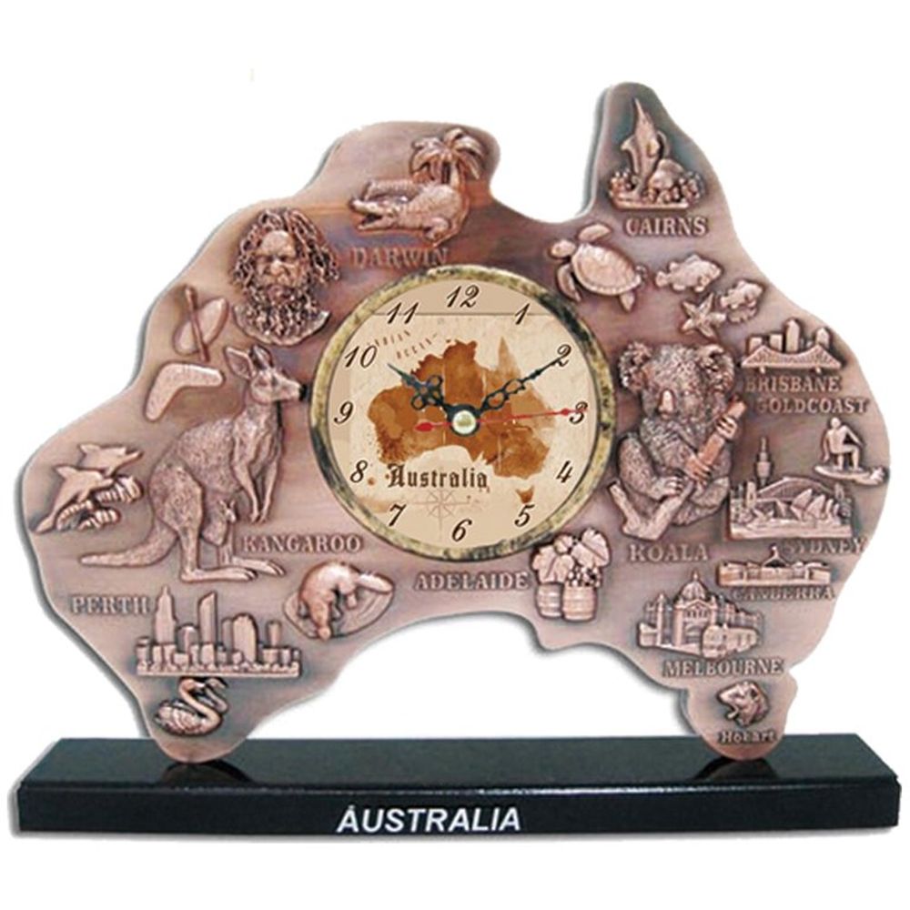 Australian Map Copper Clock – Oz Australia Souvenirs